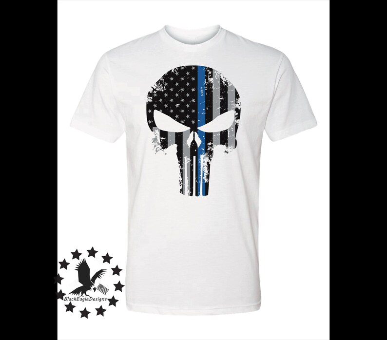Thin Blue Line Punisher Skull - Etsy