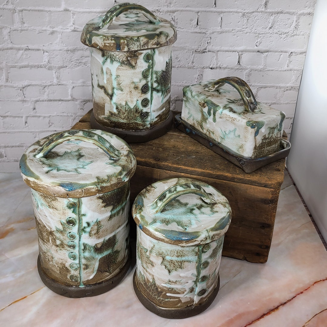 Ceramic Canister Set of 3rustic Canister Setwhite Canister - Etsy
