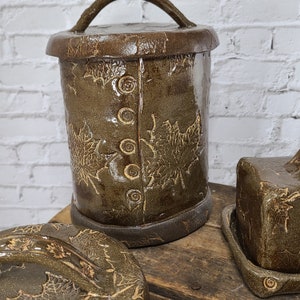 Ceramic Canister Set of 3, Rustic Canister Set, Brown Canister Set ...