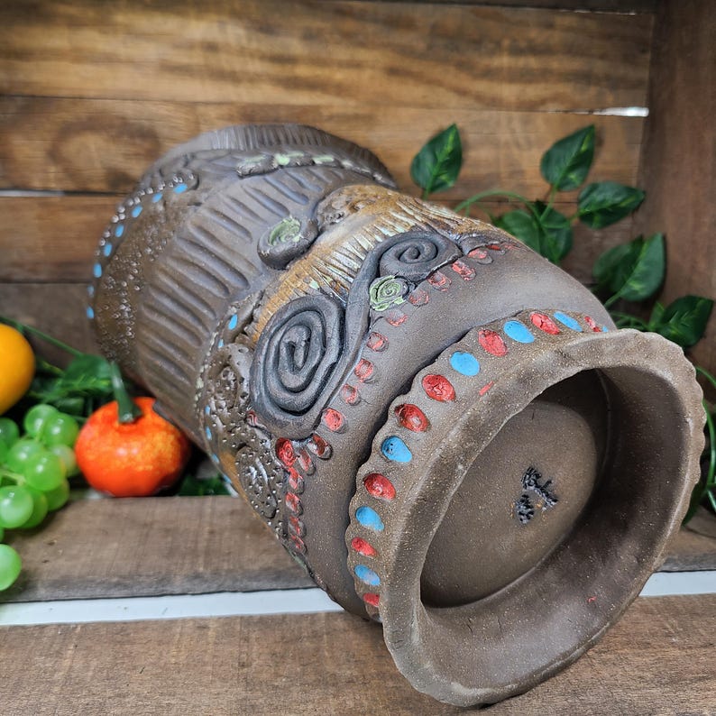 Large Hand Built Ceramic Planter, Ceramic Layered Planter, Large ...