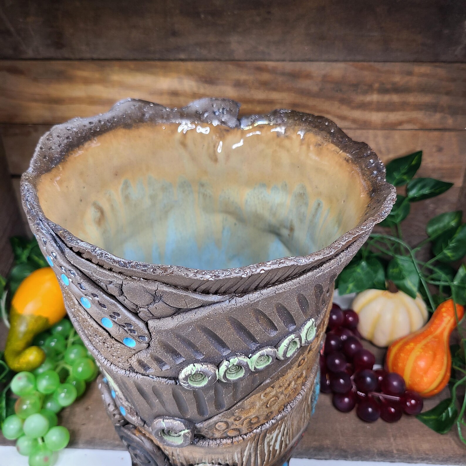 Large Hand Built Ceramic Planter, Ceramic Layered Planter, Large ...