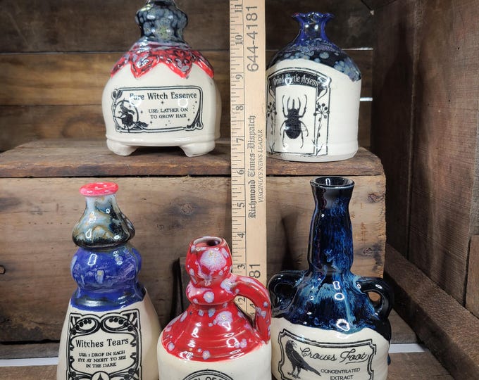 Witch's Apothecary Potion Bottles, Halloween Decor, Halloween Tiered ...