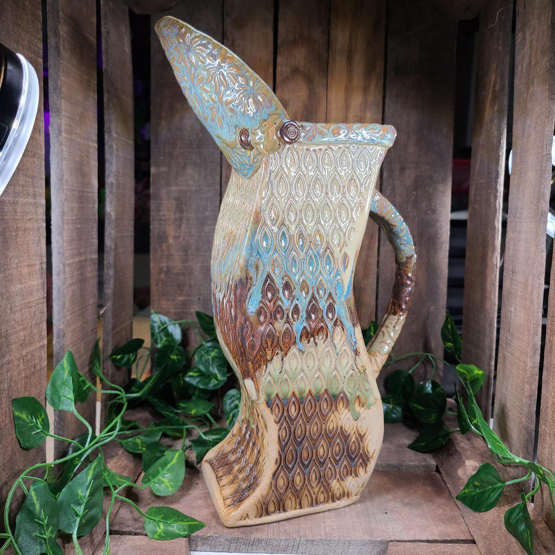 Large Handbuilt Ceramic Pitcher, Ceramic Pitcher, Large Pitcher, Tall ...