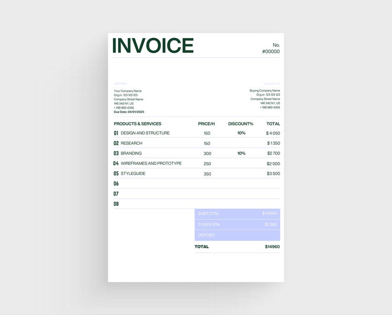 Digital Canva Editable Invoice Template - Etsy