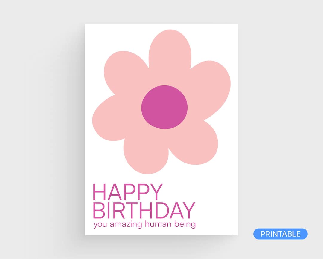 PDF Printable Birthday Card, Minimal Birthday Card, Greeting Card for ...