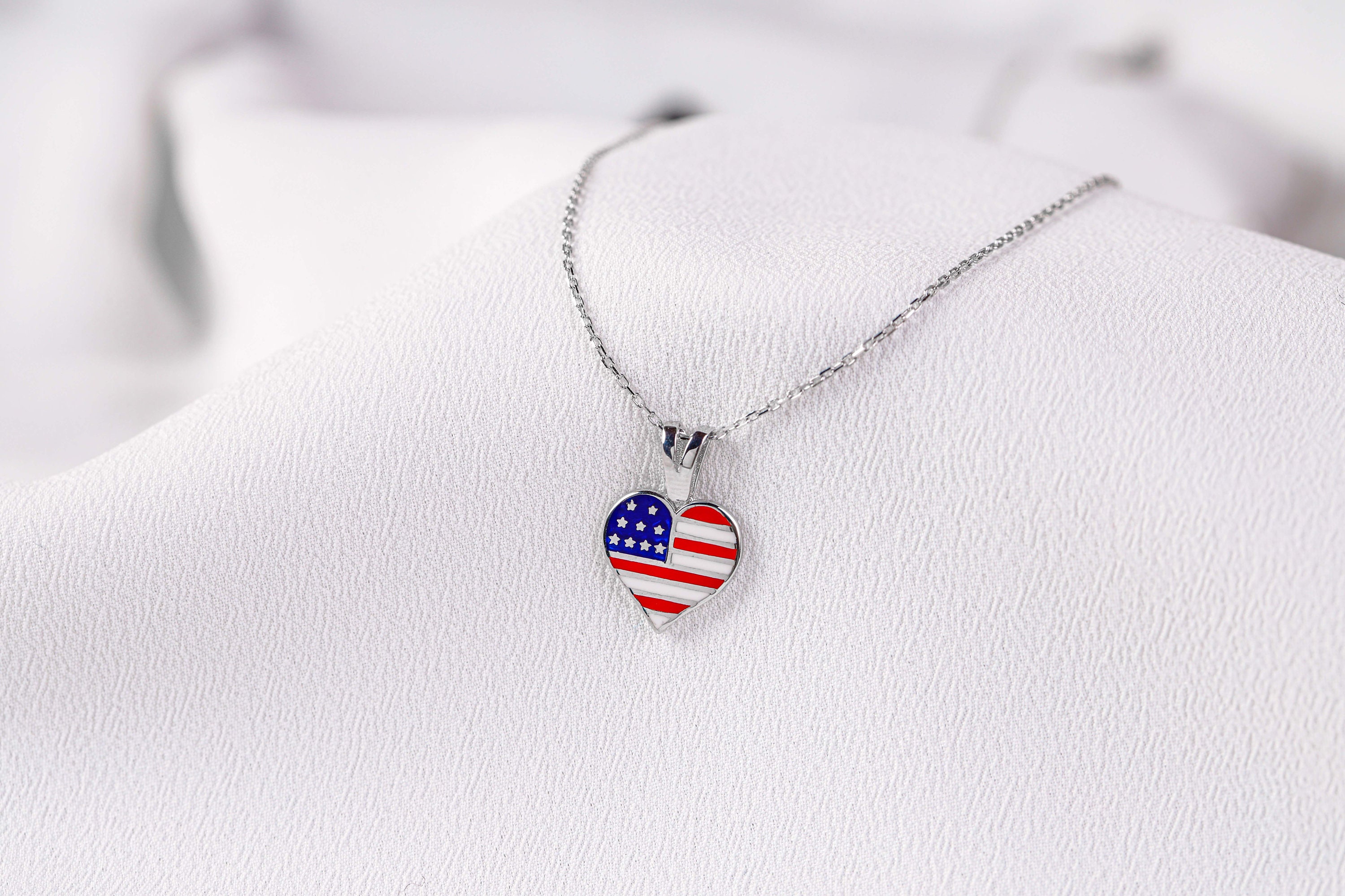 American Flag Pendant Necklace USA Flag Jewelry Patriotic - Etsy