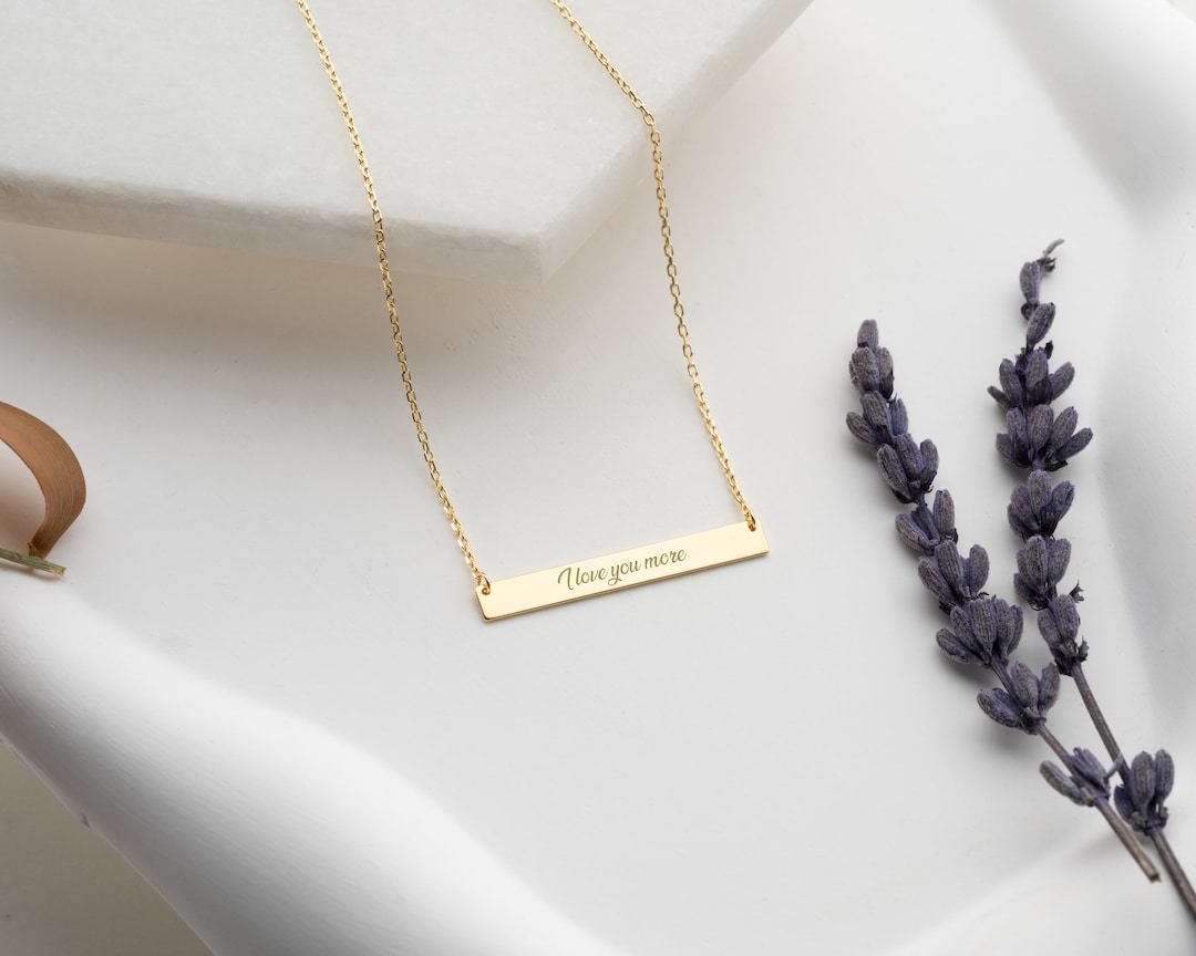 Gold Bar Necklace, Personalized Custom Bar Necklace, Gift for Her, Gift ...