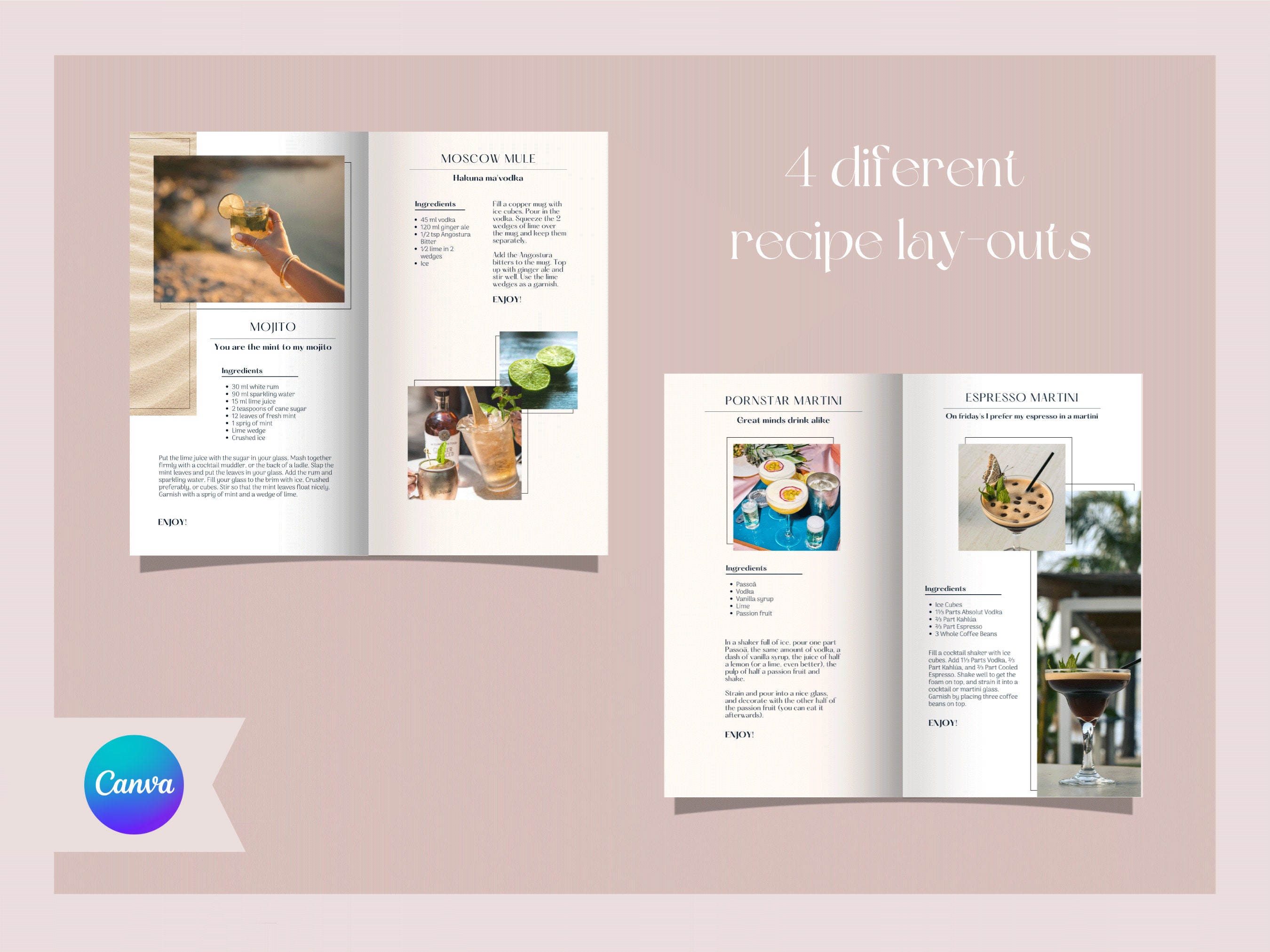 Cocktail Recipe Book Template | Cocktail Recipe Ebook Template | Canva ...