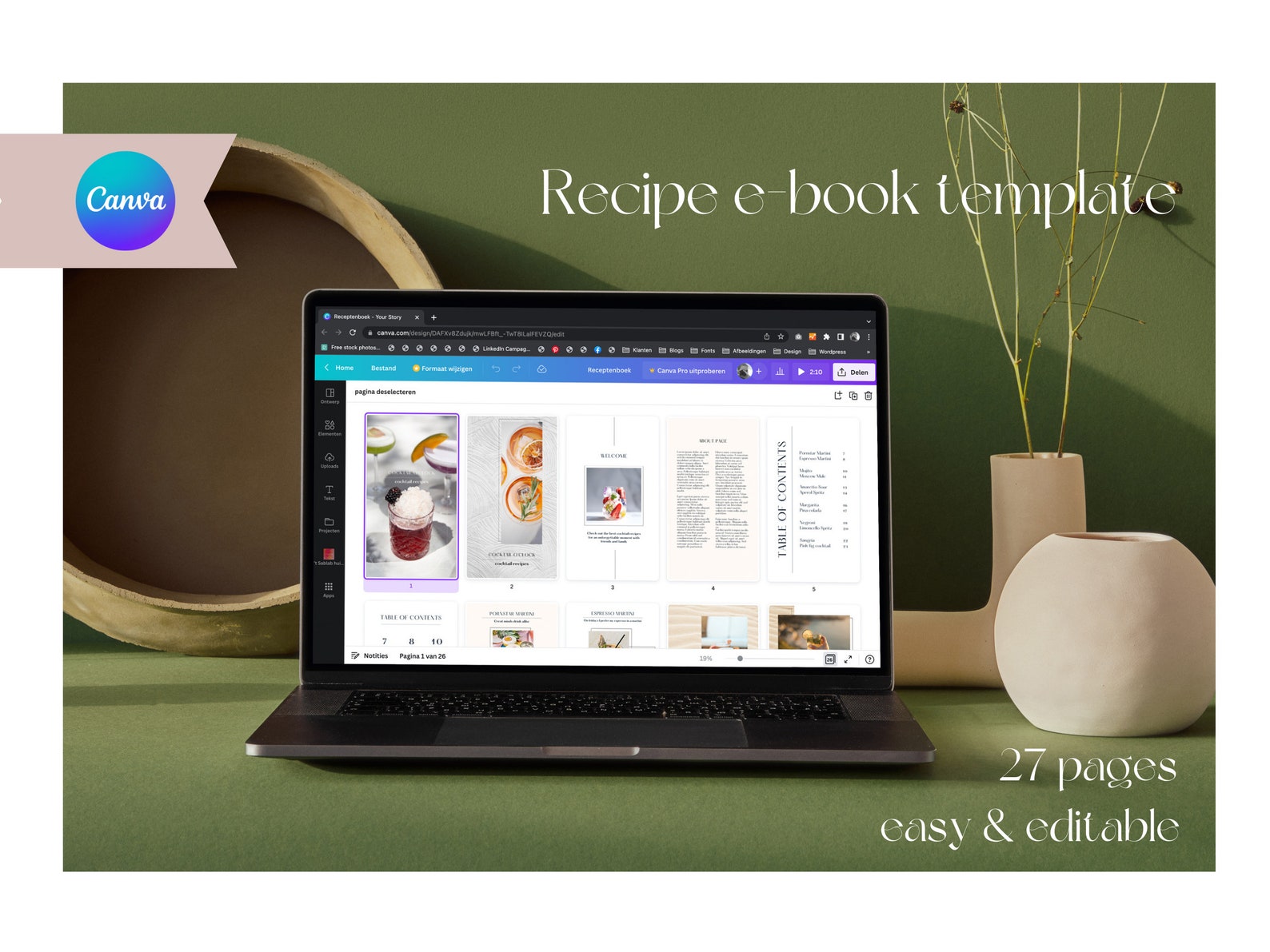 Cocktail Recipe Book Template | Cocktail Recipe Ebook Template | Canva ...
