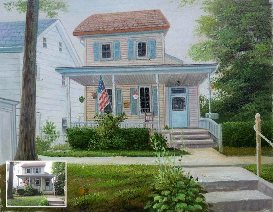 Custom House Portrait-hand Painted Portrait Painting-original Oil ...