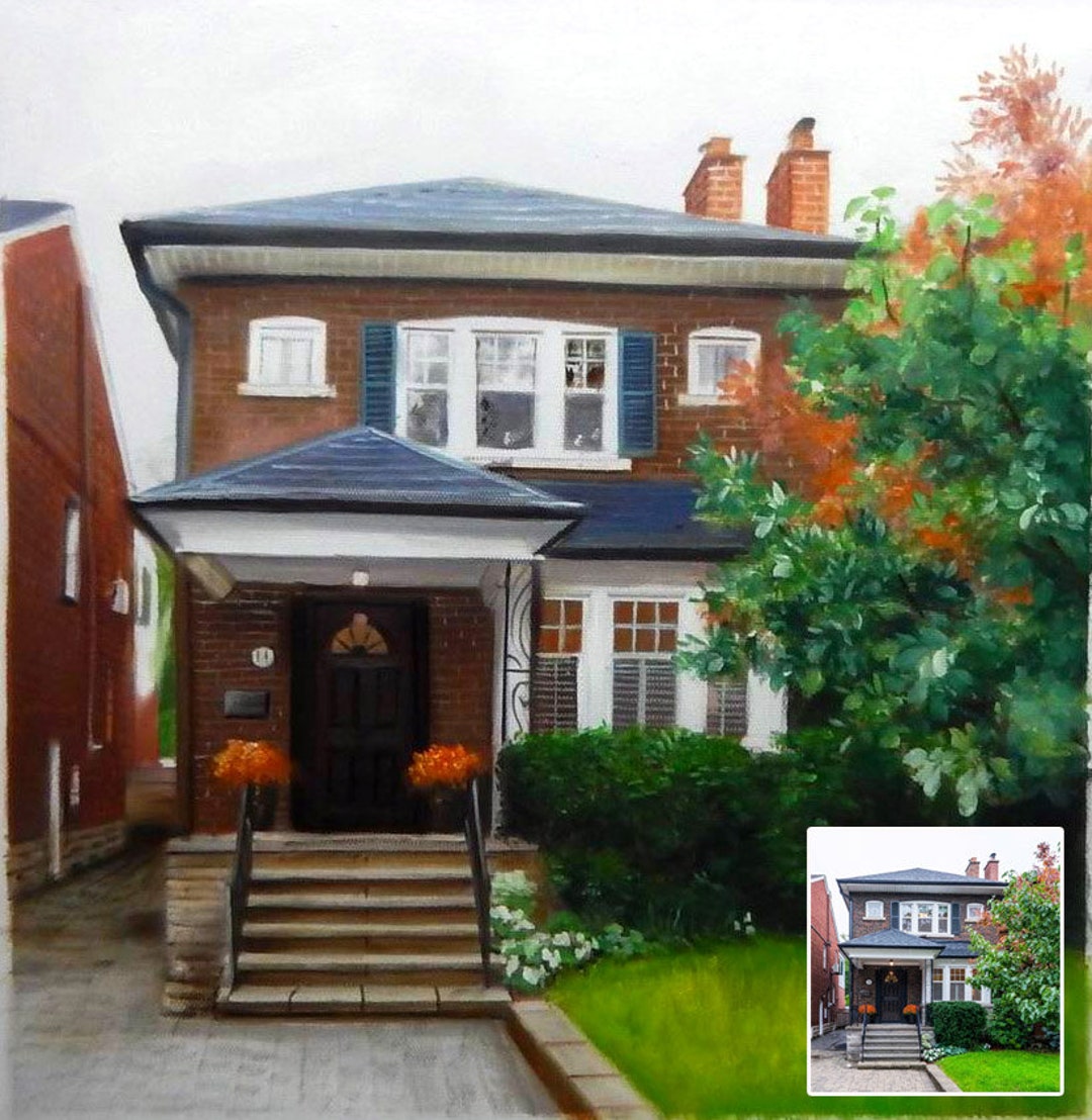 Custom House Portrait-original Oil Painting From Photo-portraits on ...