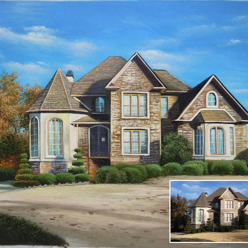 Oil Paint House Portrait - Etsy