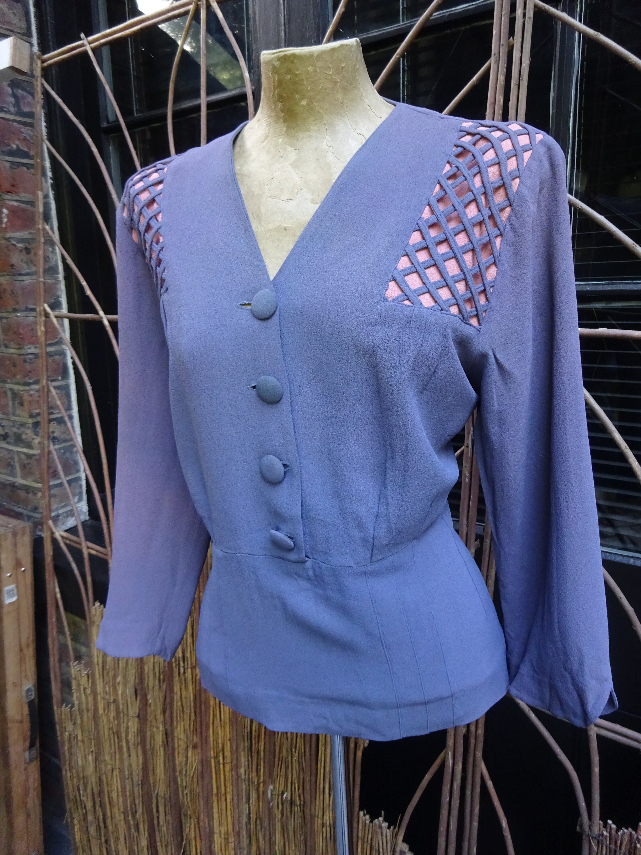 1940s MAUVE CREPE Jacket-40s Lattice Panelled Crepe - Etsy UK