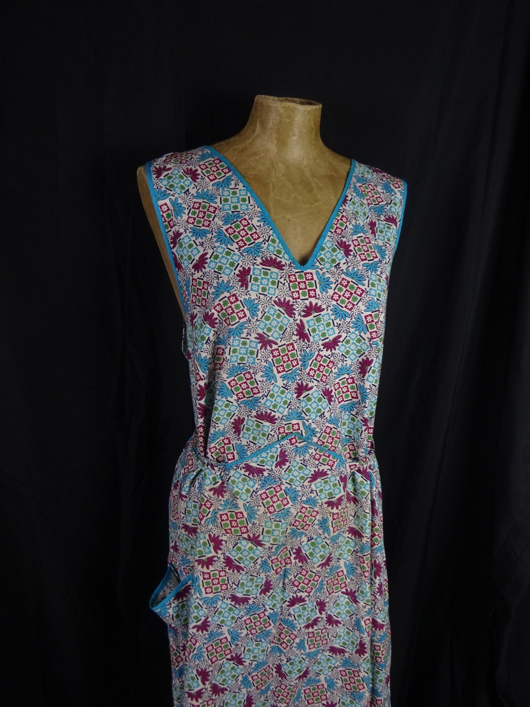 1940s UTILITY FLORAL Apron-40s Pinny Overall. - Etsy UK