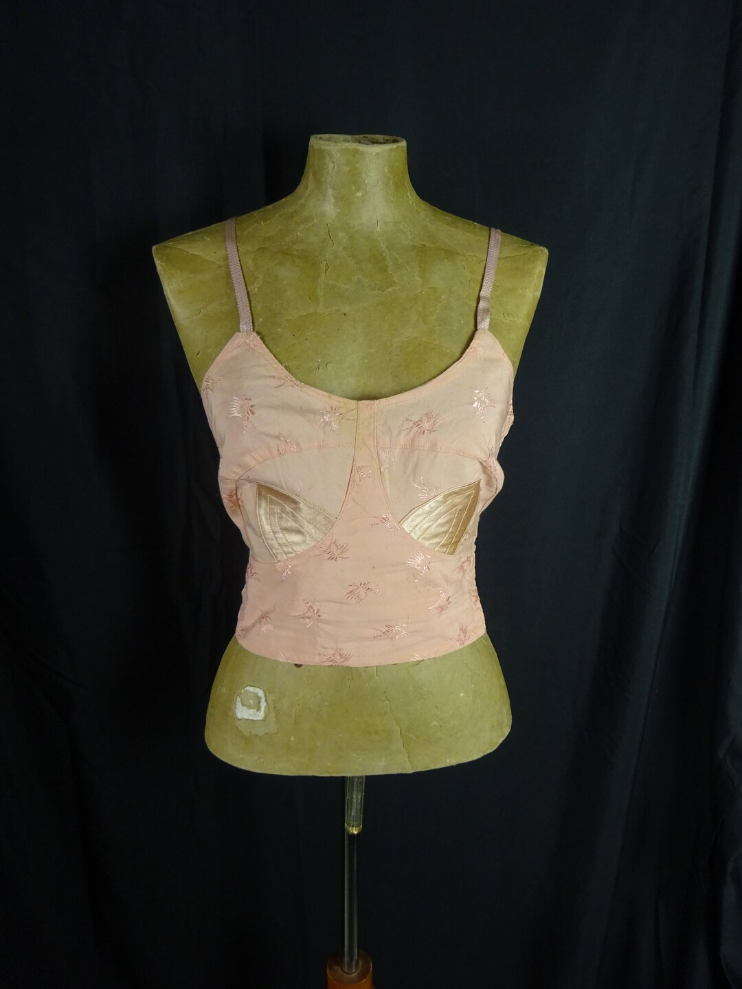 1940s Pink Long Line Brassiere-40s Cotton Embroidered Bra. - Etsy