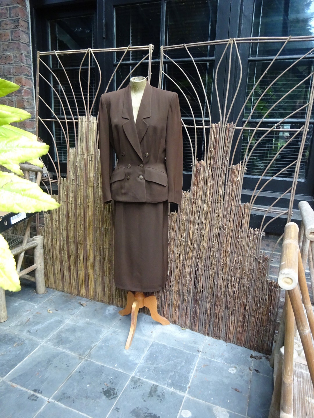 Outstanding 1940s GABARDINE SUIT-FORSTMANN 40s i Magnin Brown Gabardine ...