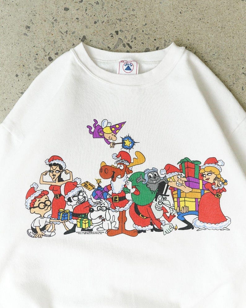 Vintage Rocky and Bullwinkle and Friends Christmas 1993 Crewneck Size ...