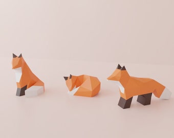 Fox Paper Modelpapercraft DIY Low Poly PDF Papercraft - Etsy