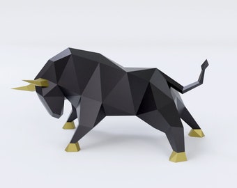 Bull, Papercraft, 3D Paper Model, Animal, Zoo, Paper Craft, Template ...