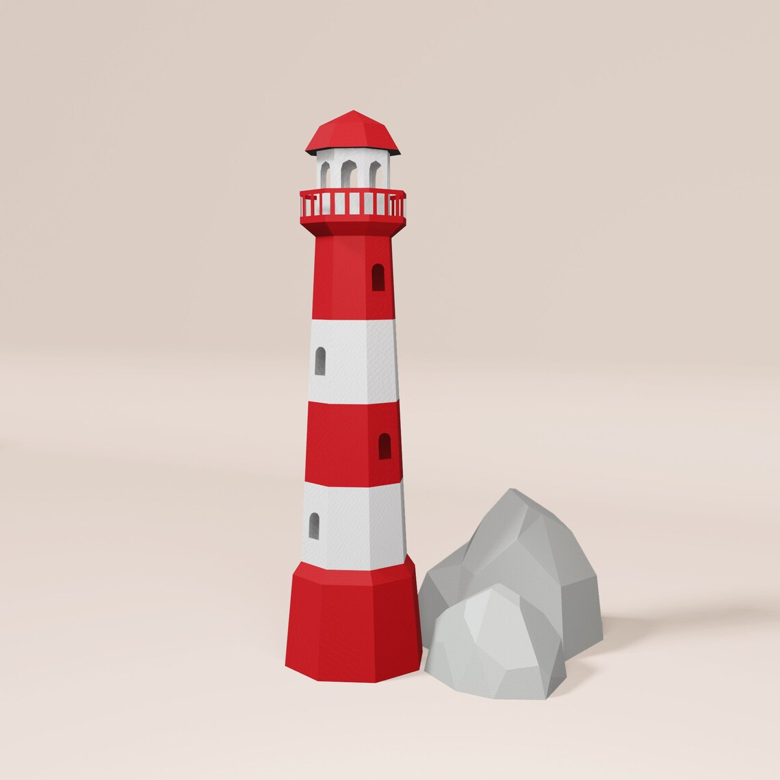 Lighthouse Papercraft 3D Decor DIY Light House and Rock - Etsy