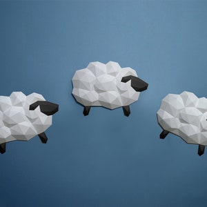 Sheep Papercraft DIY Counting Sheep Room Decor 3d Origami Low Poly ...