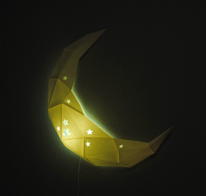 Papercraft Moon DIY Lamp Decor 3d Origami Low Poly Lantern - Etsy