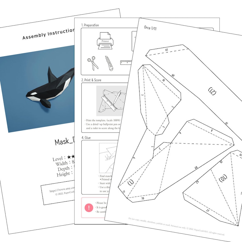 Whale Papercraft Orca Wall Decor - Etsy