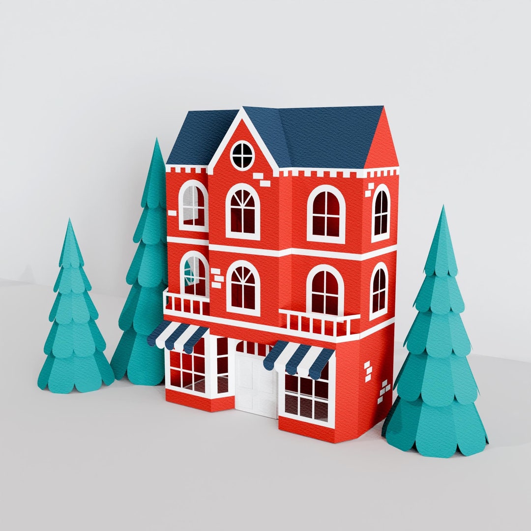 Red Brick House, Paper House, Papercraft - Etsy
