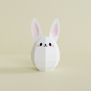 Easter Egg Rabbit, Easter Bunny Papercraft 3D Model, Easter Egg Decor ...