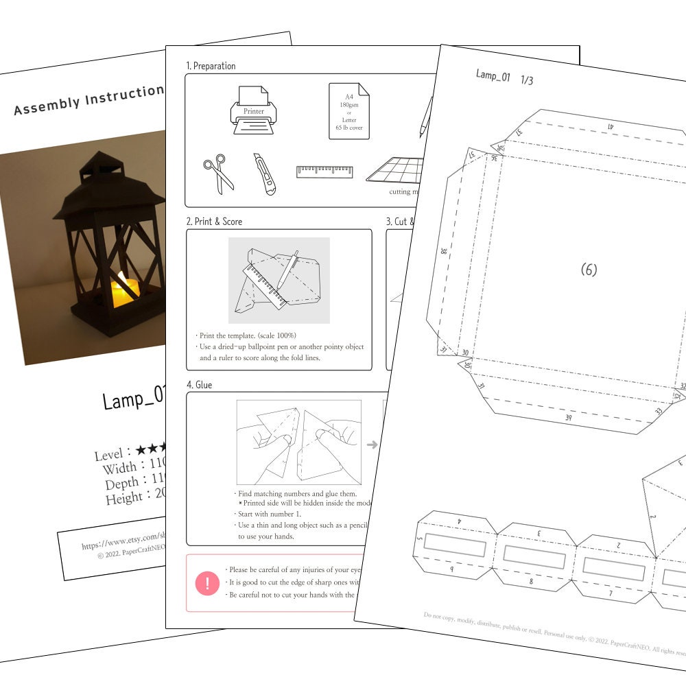 Lamp Papercraft Paper Lantern - Etsy
