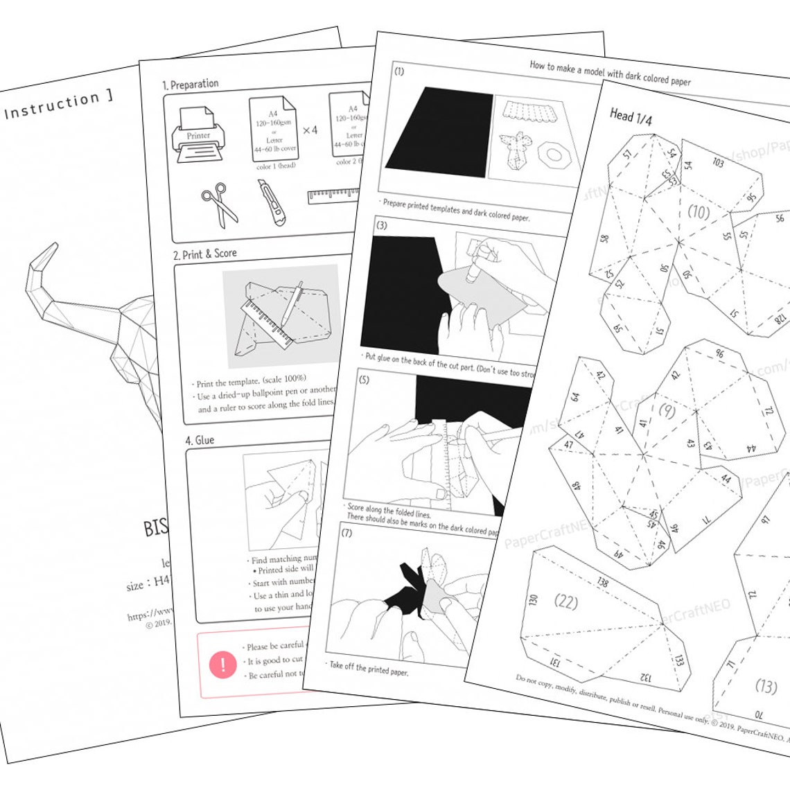 Papercraft Bison Trophy DIY Bison Skull Wall Decor 3d Origami - Etsy