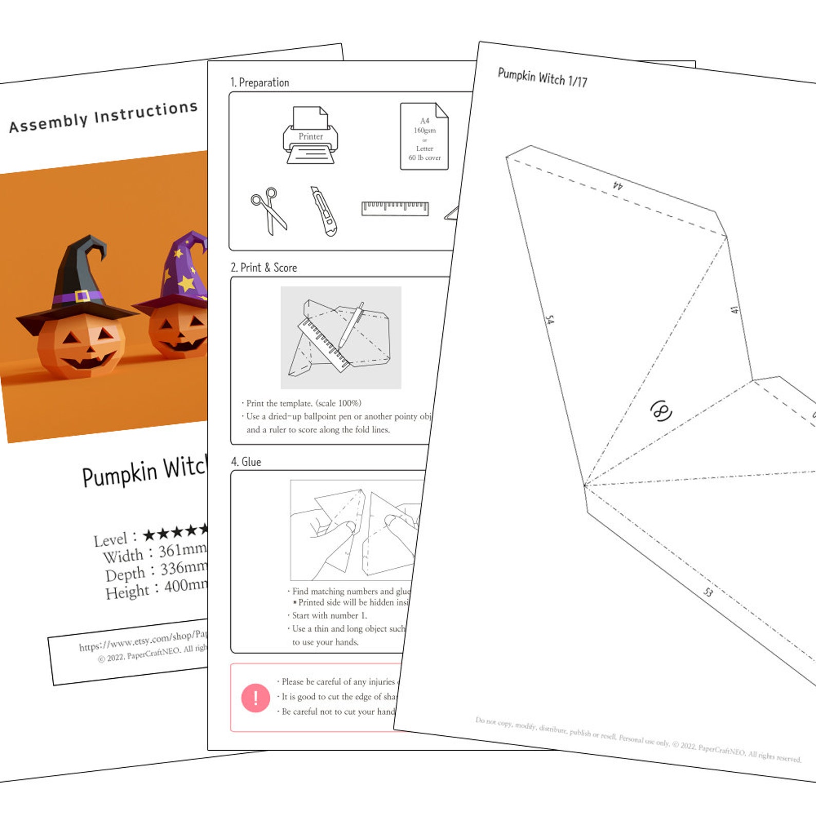 Pumpkin Witch Papercraft Halloween Decor - Etsy