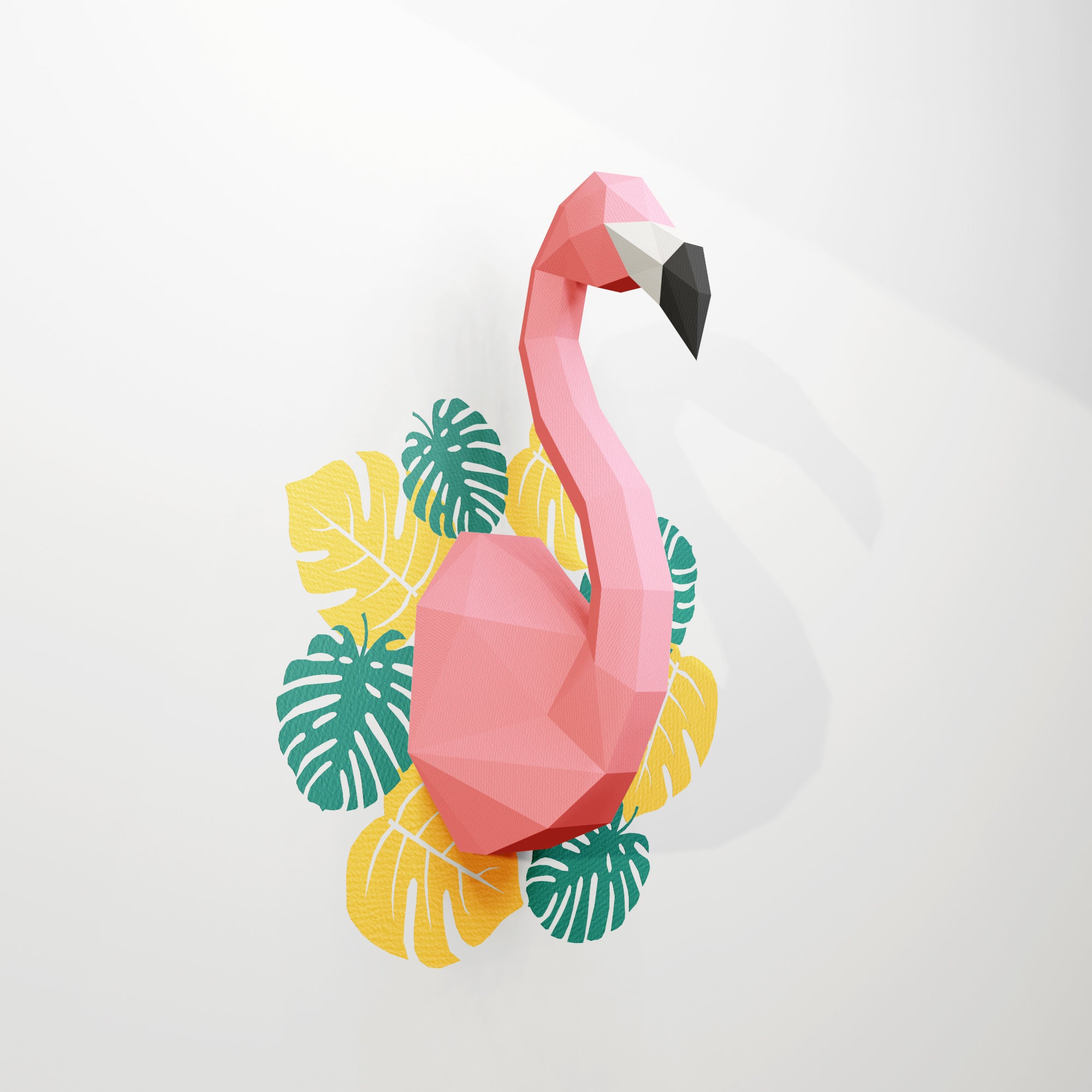 Flamingo Papercraft 3D wall decor DIY sculpture Low poly | Etsy