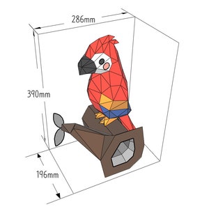 Parrot Papercraft Template Bird 3d Origami Sculpture Decor - Etsy