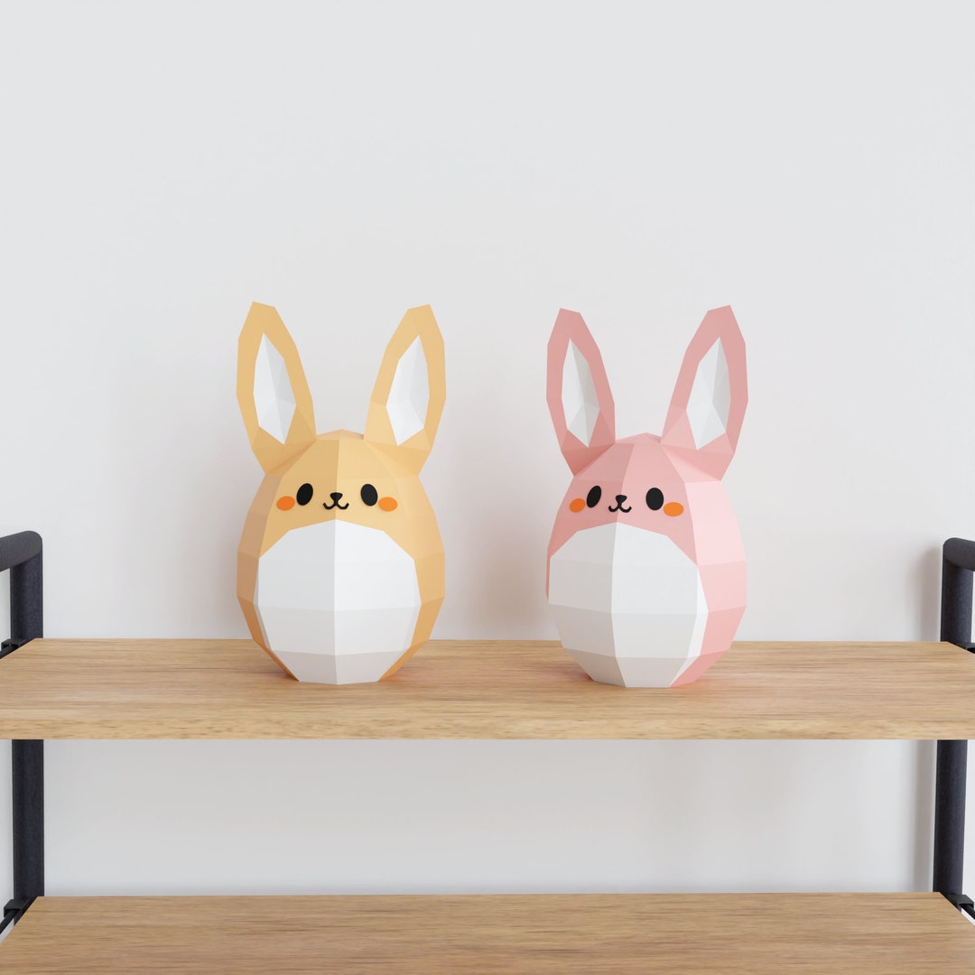 Easter Egg Rabbit, Easter Bunny Papercraft 3D Model, Easter Egg Decor ...