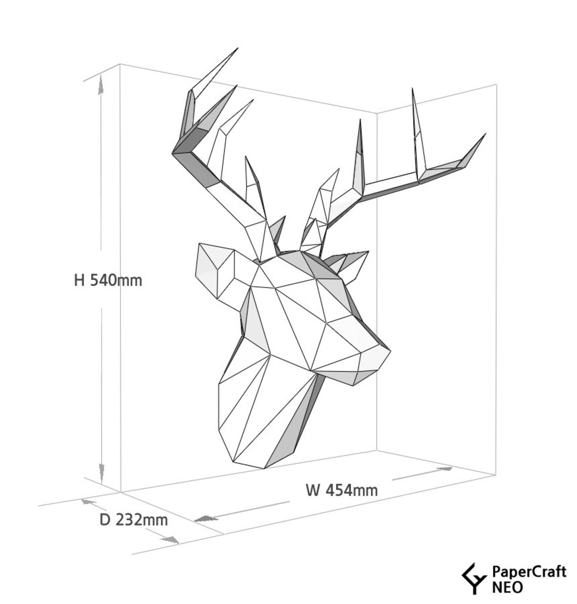 Papercraft Deer Trophy DIY Deer Wall Decor 3d Origami Low Poly - Etsy