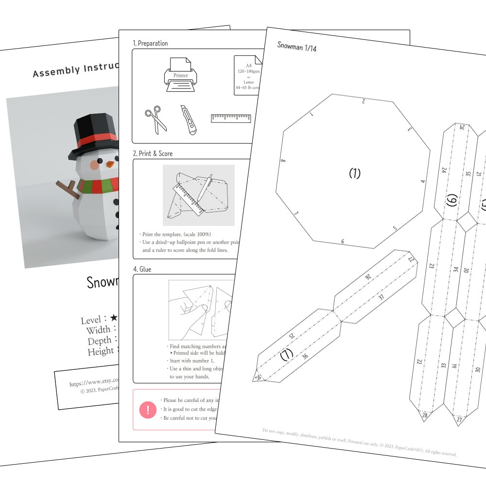 Snowman Papercraft Sculpture, Christmas Snowman - Etsy