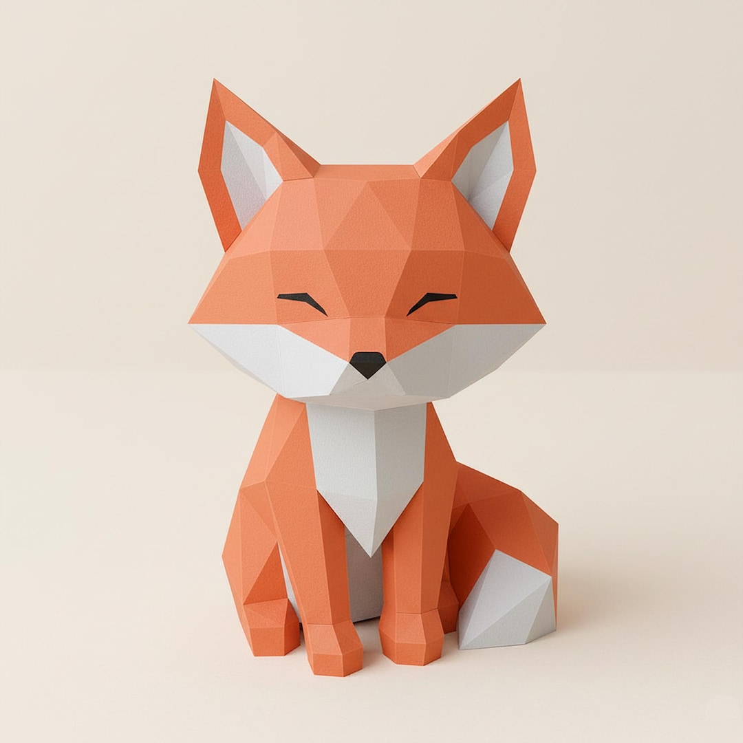 Papercraft Fox, 3D Template Fox Paper Model - Etsy
