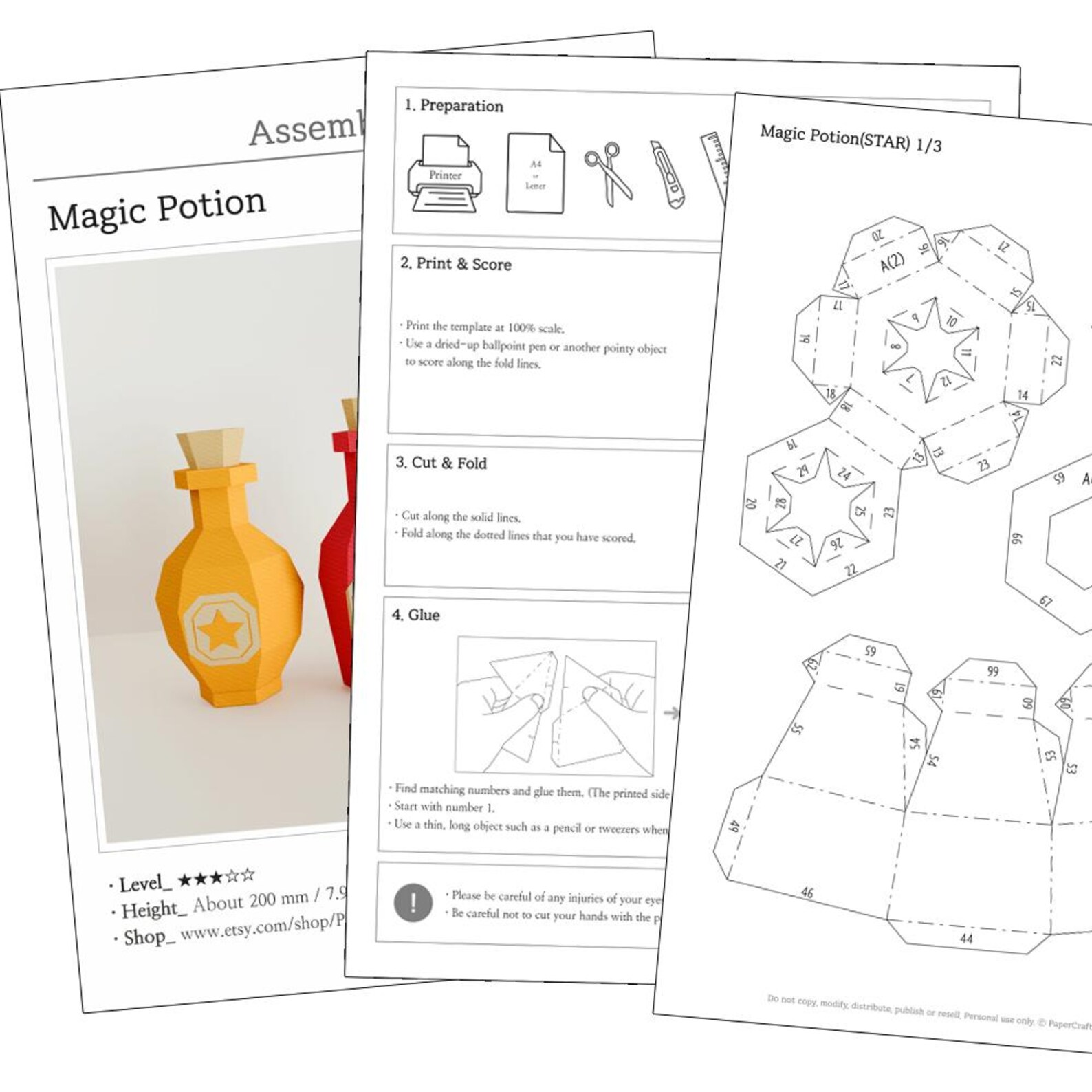 Magic Potion, Bottle Papercraft - Etsy