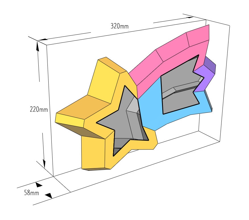 Shooting Star Papercraft Sculpture Star 3D Model - Etsy