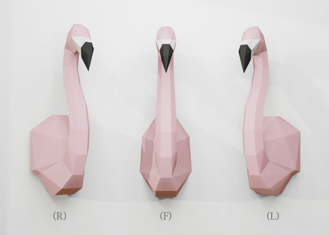 Flamingo Papercraft 3D Wall Decor DIY Sculpture Low Poly | Etsy