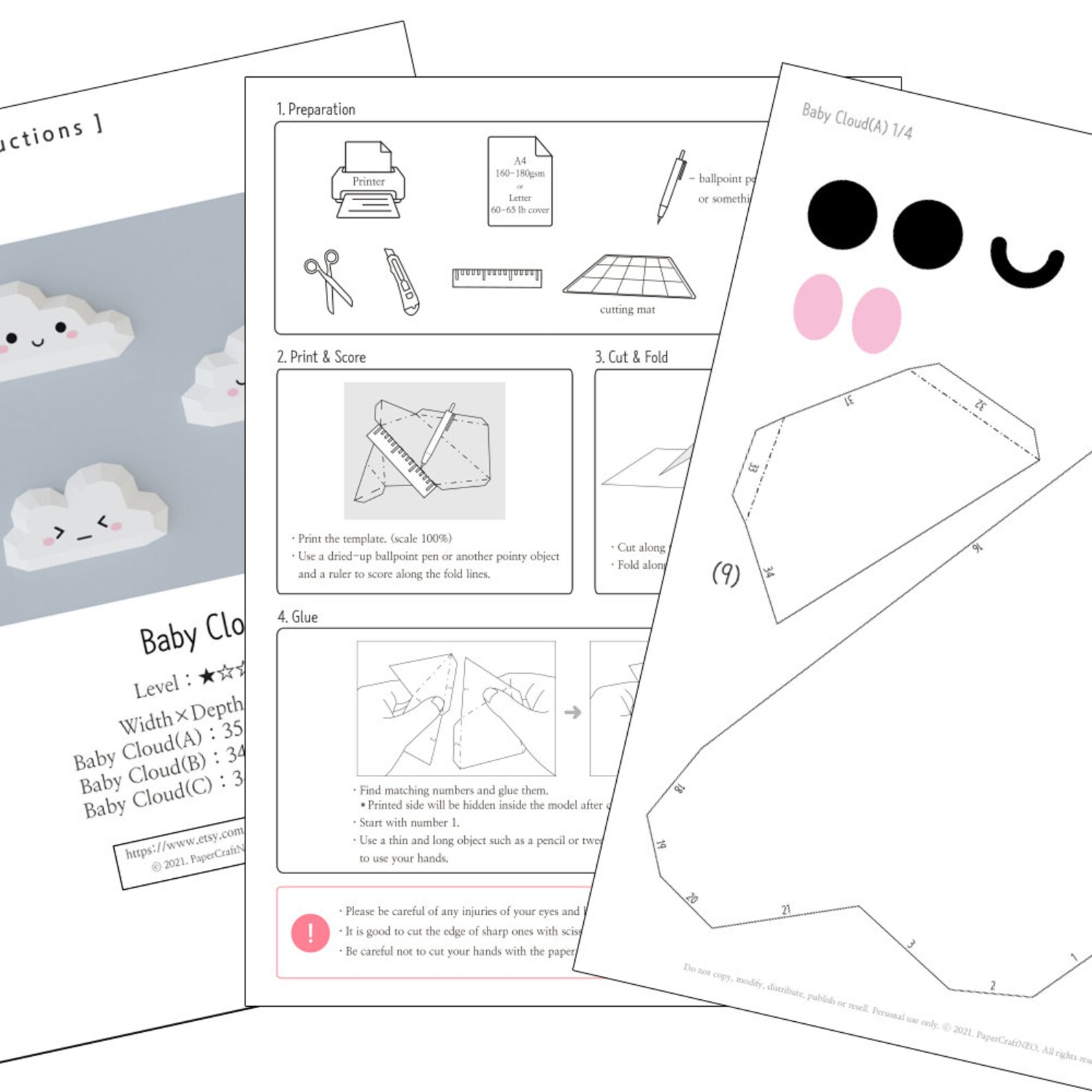 Papercraft Baby Cloud - Etsy