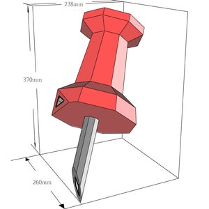 Giant Pin, Push Pin Papercraft 3D Model - Etsy Australia