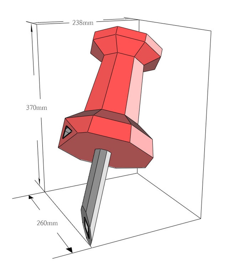 Giant Pin Push Pin Papercraft 3D Model - Etsy UK