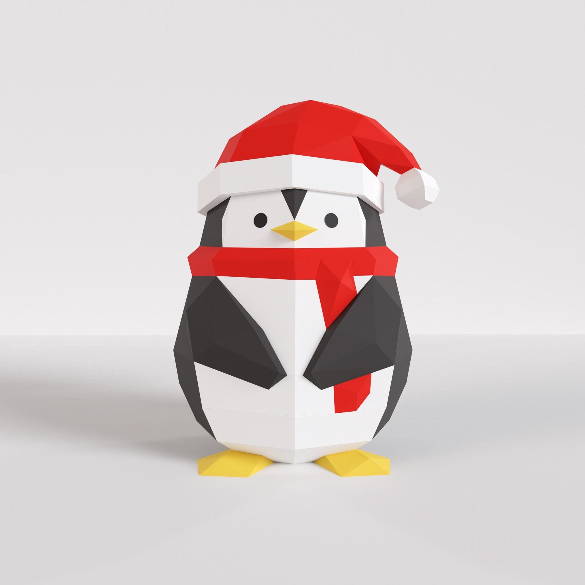 Penguin Papercraft Sculpture, Christmas Santa Claus Penguin - Etsy