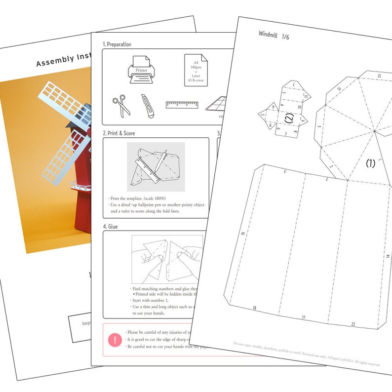 Windmill Papercraft Sculpture 3d Paper Model House - Etsy