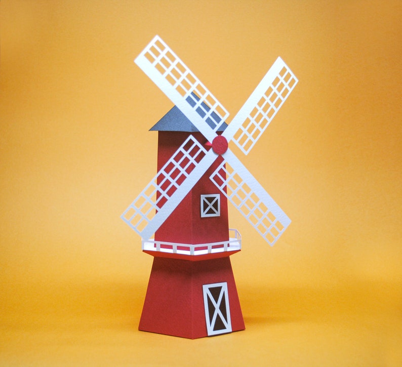 Windmill Papercraft Sculpture 3d Paper Model House - Etsy
