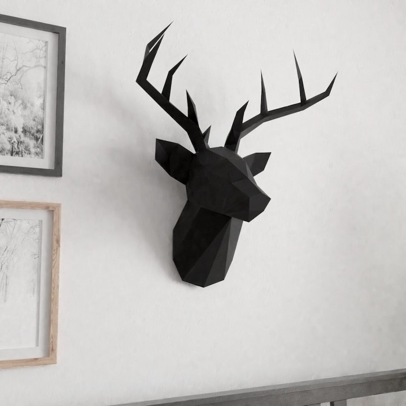 Papercraft Deer Trophy DIY Deer Wall Decor 3d Origami Low Poly - Etsy