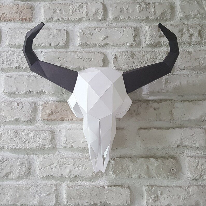 Papercraft Bison Trophy DIY Bison Skull Wall Decor 3d Origami - Etsy