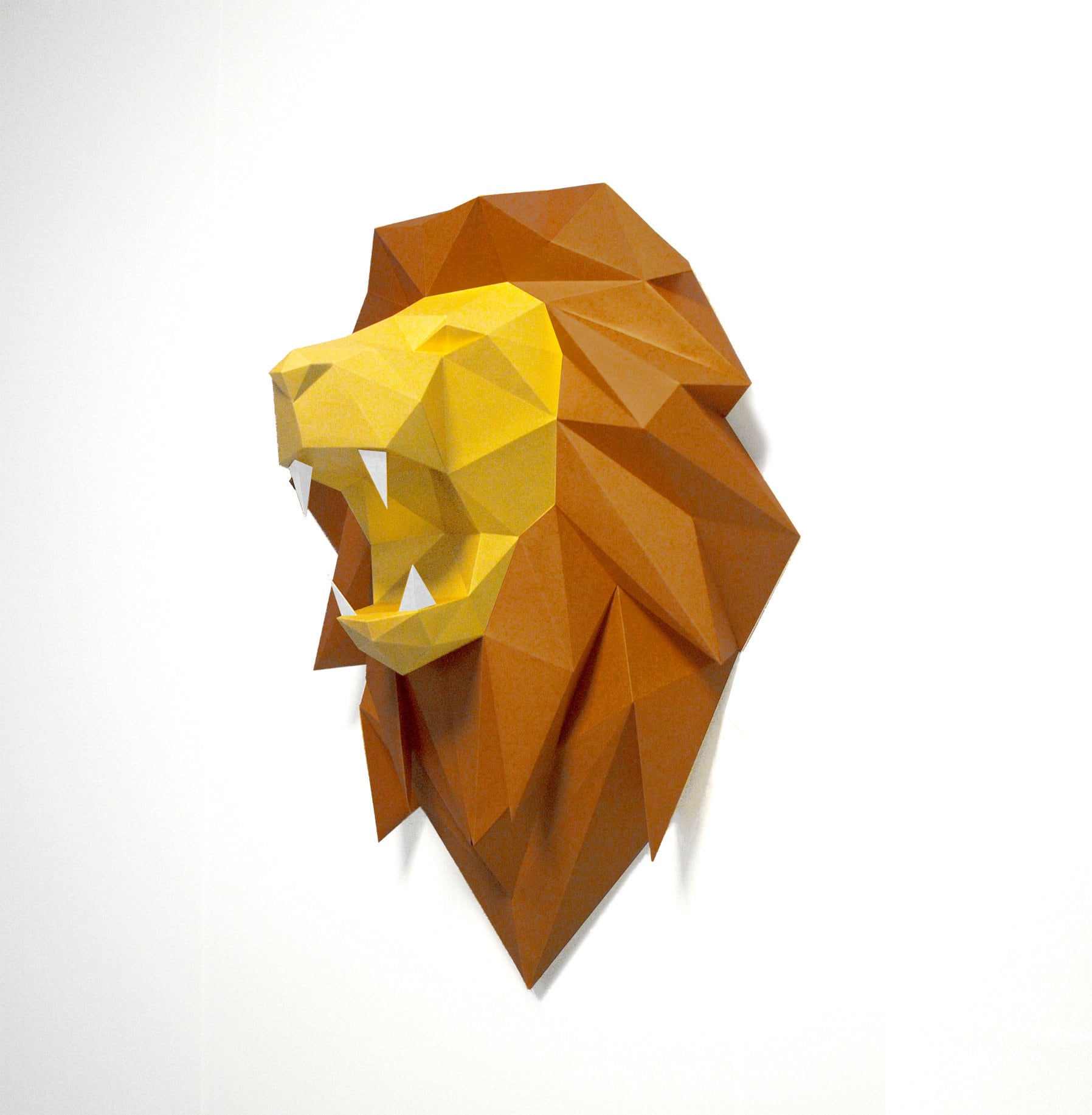 Papercraft Lion Head DIY Roaring Lion Decoration 3d Origami Low Poly ...